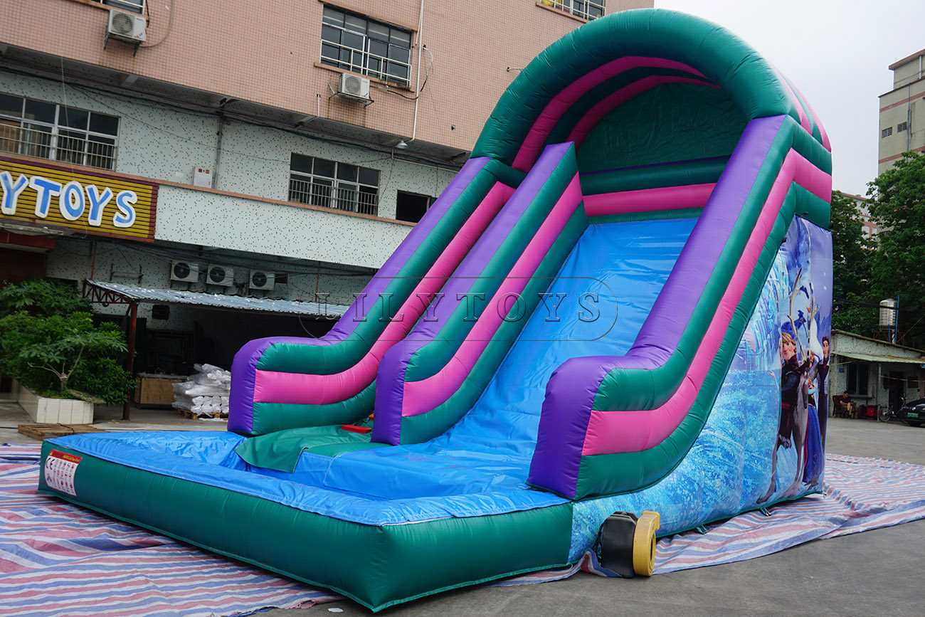 Inflatable water slide with pool