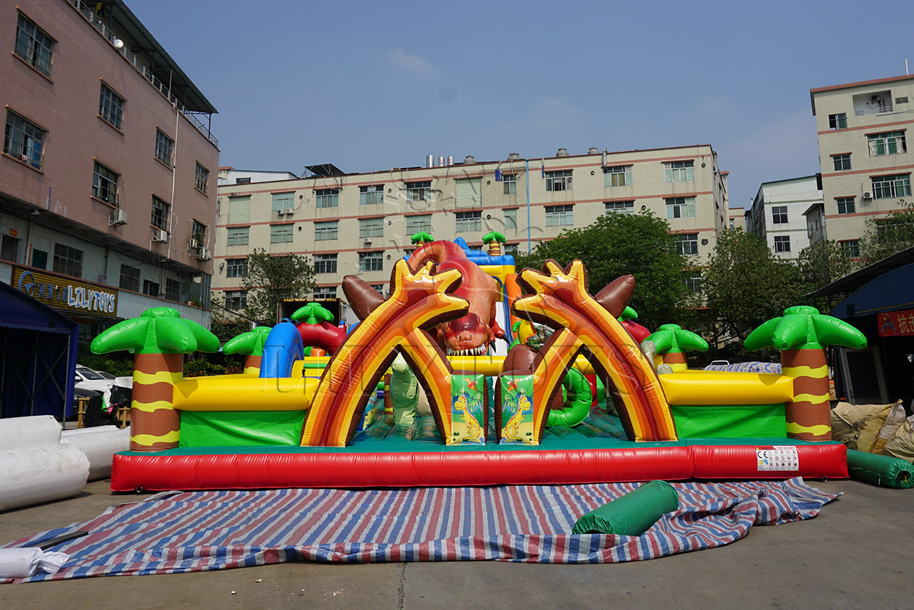 jungle dinosaur inflatable bounce obstacle theme park giant bounce ...