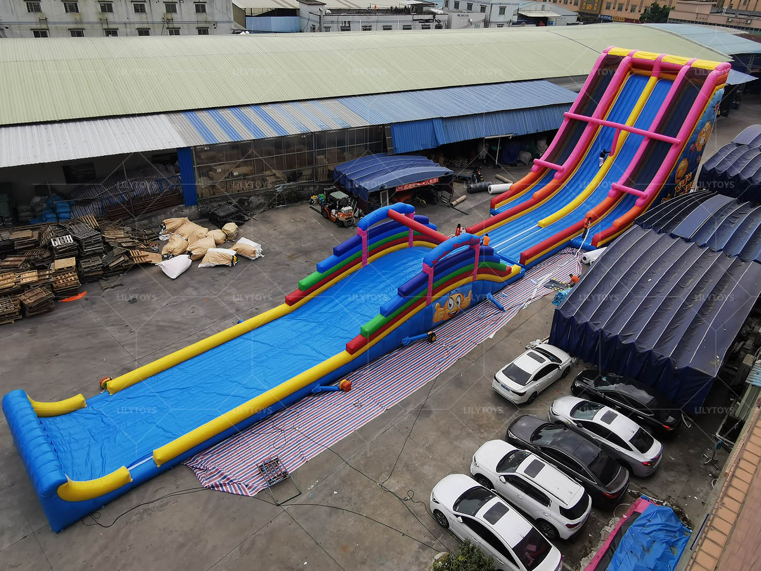 commercial grade pvc inflatable double lanes inflatable water slide for ...